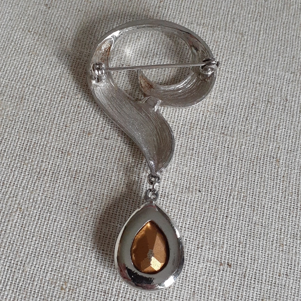 Vintage 1980s Question Mark Crystal Brooch - Gem